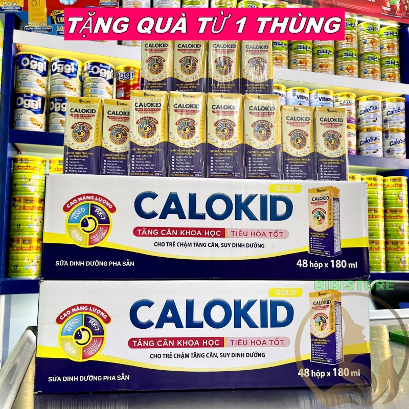 (Tặng Quà, Có Thẻ Cào QR) Thùng 48 Hộp 180ml Sữa Bột Pha Sẵn Calokid ...