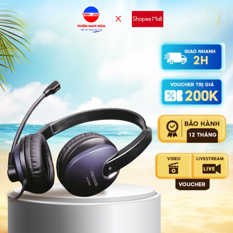 TAI NGHE MÁY TÍNH MICROLAB K290 - có dây - Có micro - Dây dài 2m - Đệm êm - Hàng chính hãng ...