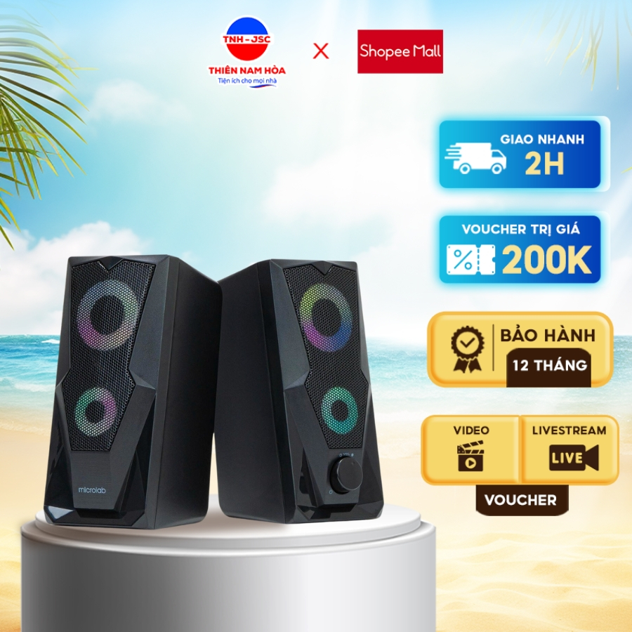 LOA VI TÍNH XÁCH TAY MICROLAB B27 - Có dây - LED đổi màu - ĐK Núm xoay ...