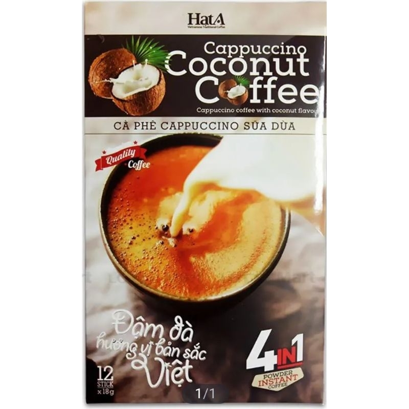 Cà phê Cappuccino sữa dừa hạt A hộp 216g (12 gói) | Shopee Việt Nam