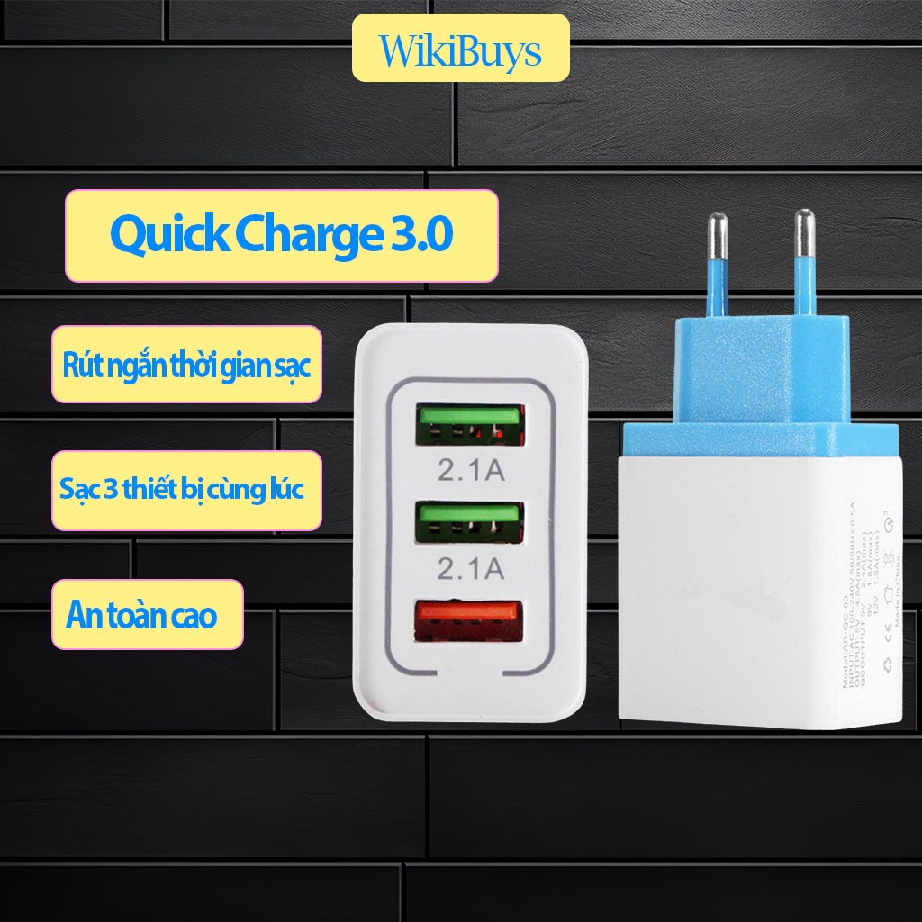 Sạc Điện Thoại QC 3.0, Sạc Nhanh 5V-3A / 9V-2A / 12V-1,6A | 3 Cổng USB Đầu Ra | Shopee Việt Nam