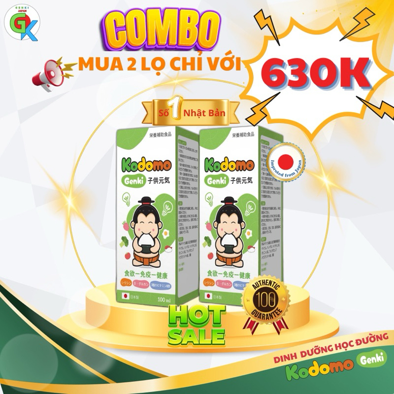 Combo 2 KODOMO GENKI Nhật Bản - Dinh dưỡng học đường Nhật Bản chai 100ml | Shopee Việt Nam