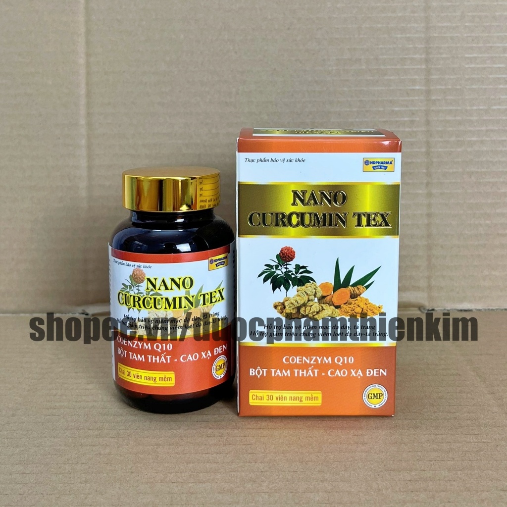 Viên uống dạ dày Nano curcumin TEX, bột tam thất, cao xạ đen, giảm viêm loét dạ dày tá tràng ...