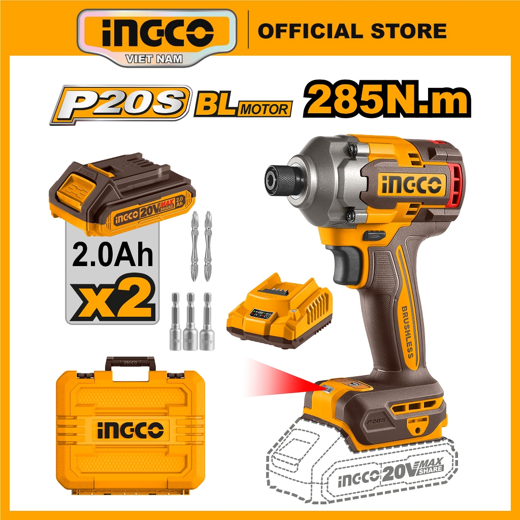 Máy siết vít ingco 285NM CIRLI2028 pin 20V motor không chổi than máy ...