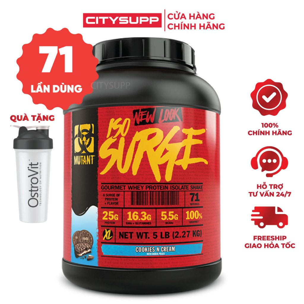 [Chính hãng] Mutant Iso Surge (2.27Kg/71Liều) Hỗ trợ tăng cơ giảm mỡ ...