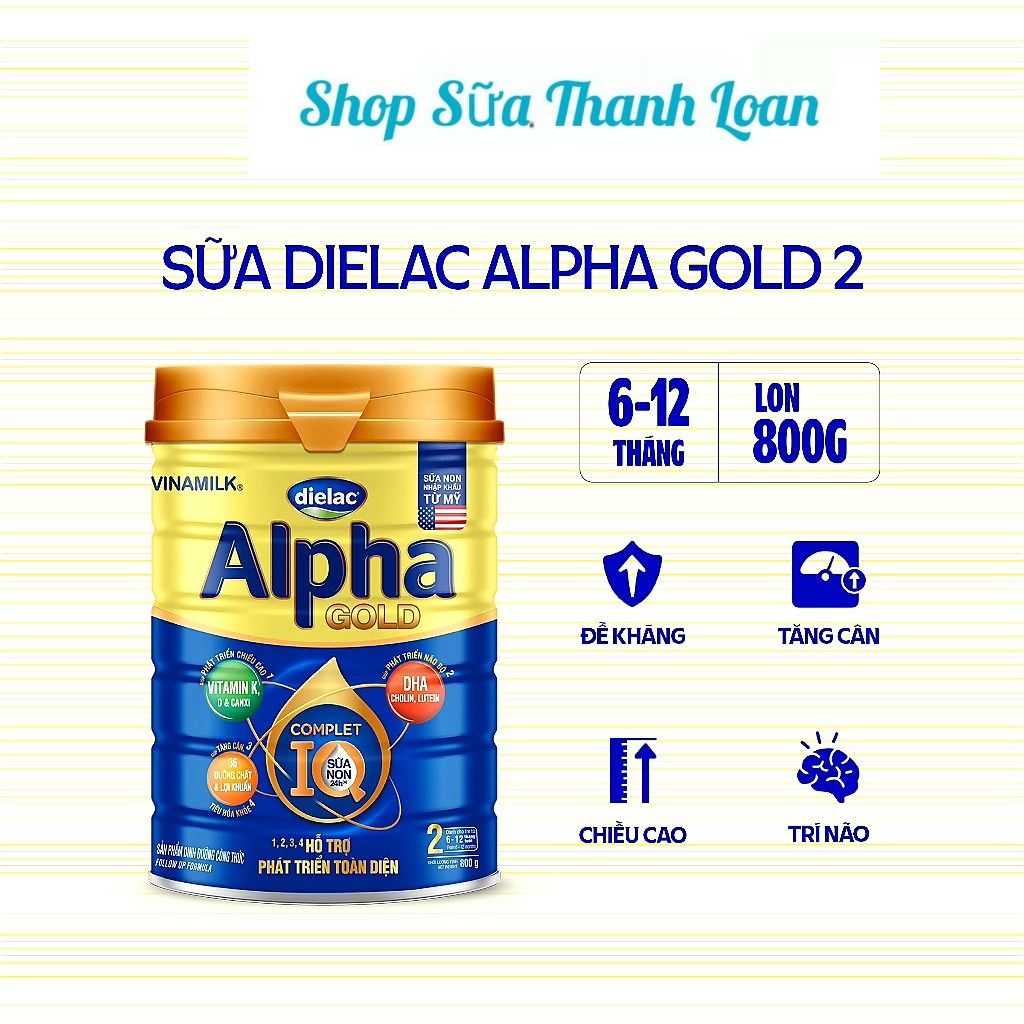 [HSD T9-2026] Sữa Bột Vinamilk Dielac Alpha Gold 2 800g. | Shopee Việt Nam