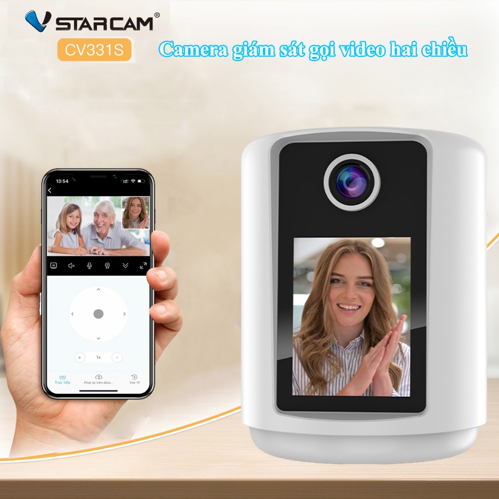 Camera giám sát video call 2 chiều Vstarcam CV331S tích hợp đèn ngủ bảo hành chính hãng 12 tháng ...