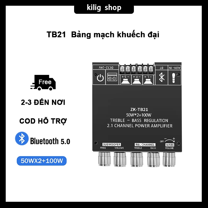 ZK-TB21 Kỹ Thuật Số Bảng Mạch Khuếch Đại Âm Thanh Subwoofer Bluetooth 5.0 Kênh 2.1 Music player ...