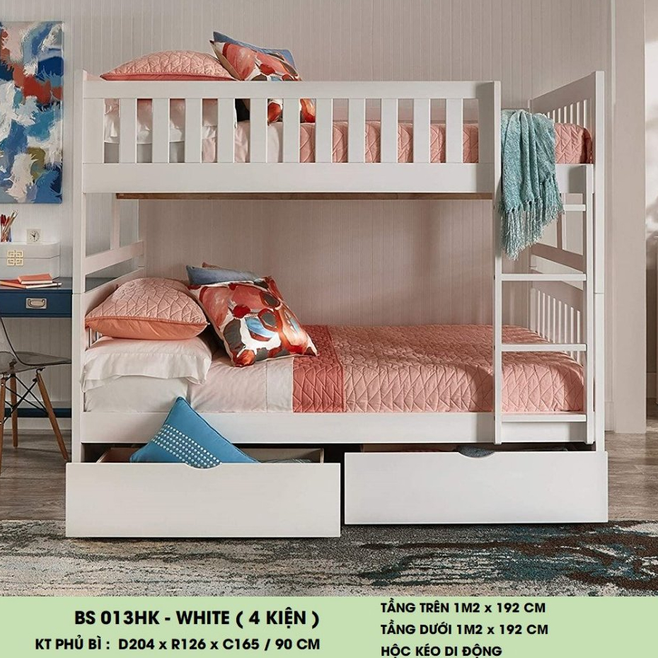 Giường tầng trẻ em có hộc kéo 1m2/1m2 x 1.93m xuất khẩu | Mã: BF 013HK ...
