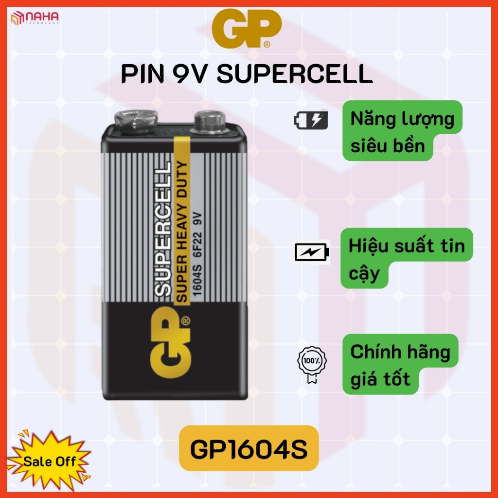 Pin 9V GP Supercell 1604S-S1 Carbon Gói 1 Viên Chính Hãng | Shopee Việt Nam