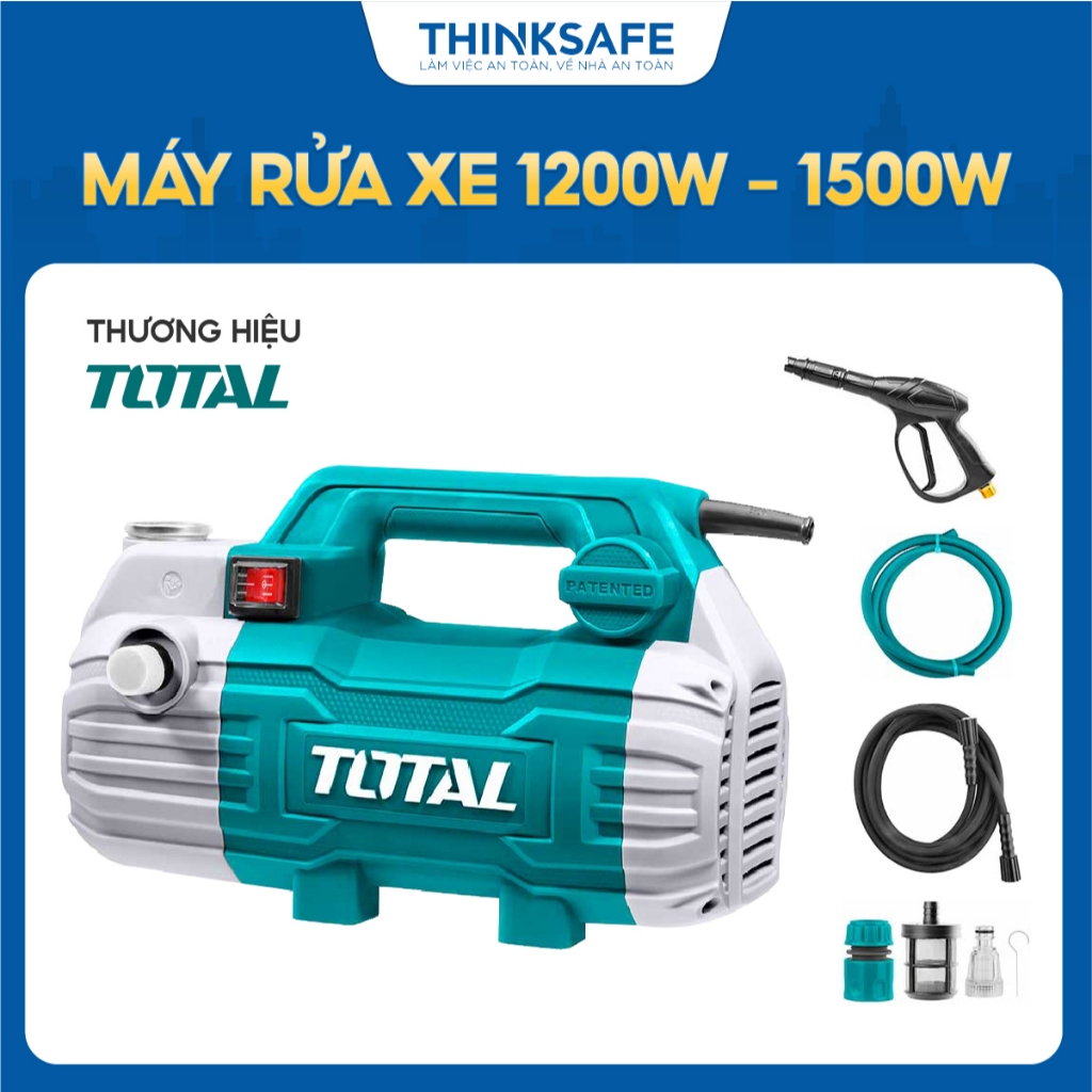 Máy xịt rửa xe Total TGT11236 1500W, áp suất tối đa 100bar, Không chổi than, Máy rửa xe cao áp ...