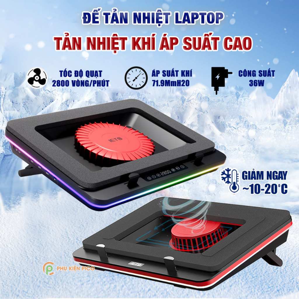 Quạt tản nhiệt Laptop Gaming Pro FL08 IETS GT626 GT610 GT500 - Đế tản ...