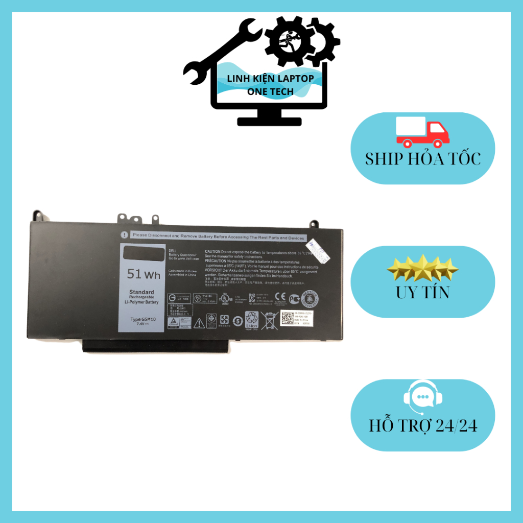 Pin Laptop Dell Latitude E5450 E5550 51WH G5M10 4 CELL Pin Máy tính ...