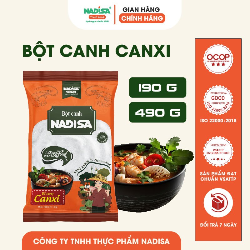 Bột canh Canxi hữu cơ Nadisa, Bột canh sức khoẻ, Bột canh chấm Gói 190G ...