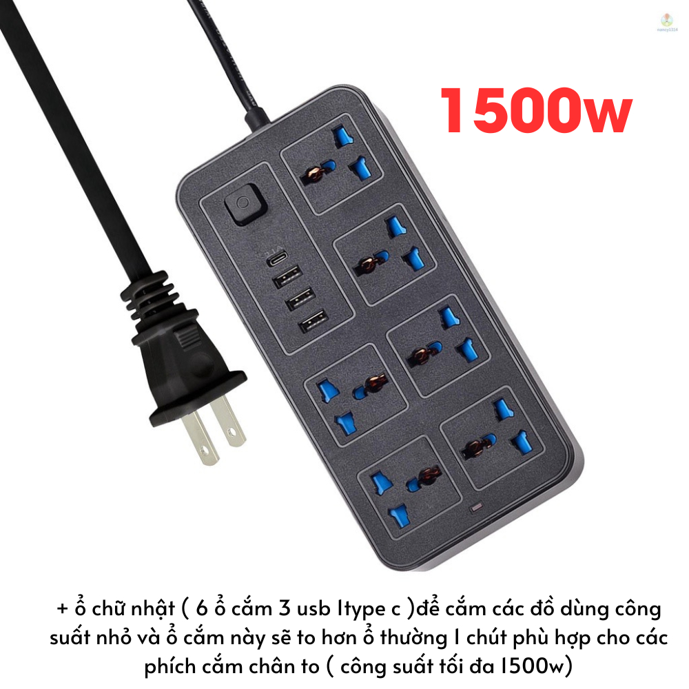 Ổ cắm điện đa năng chính hãng GARUDA 3 cổng USB 15v sạc nhanh, 1 type c, chống cháy, ổ chịu tải ...