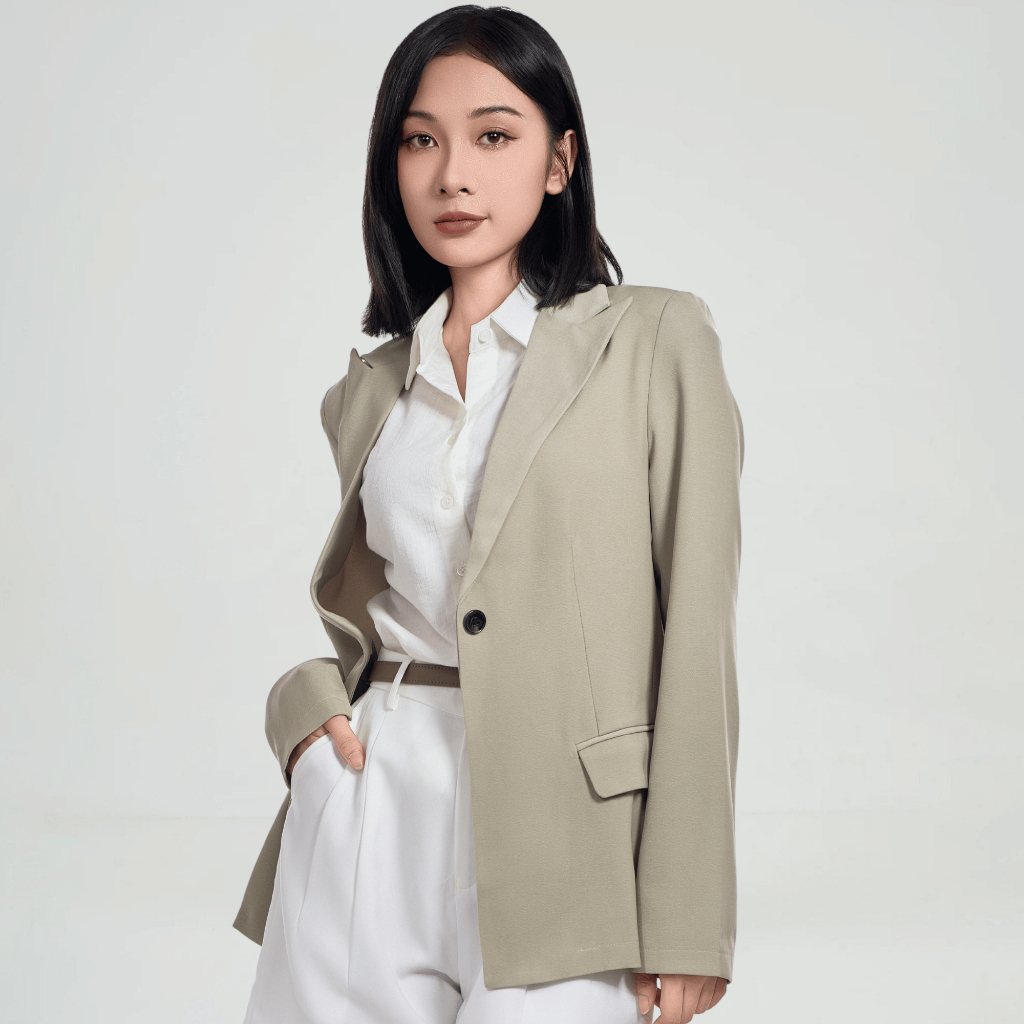 Áo blazer nữ áo vest nữ KHÀN áo khoác nữ công sở màu xanh mint tà ngang ...