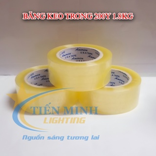 [1 cuộn] Băng Keo Đục/Trong 200Y 1.8kg, lớp màng đàn hồi trong suốt, lớp keo bám dính tốt và bền ...