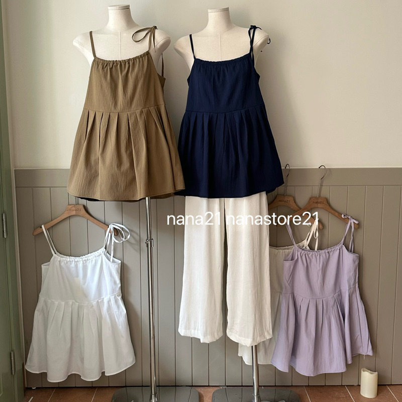 Áo hai dây tơ nhăn A2505 Nana21 | Shopee Việt Nam