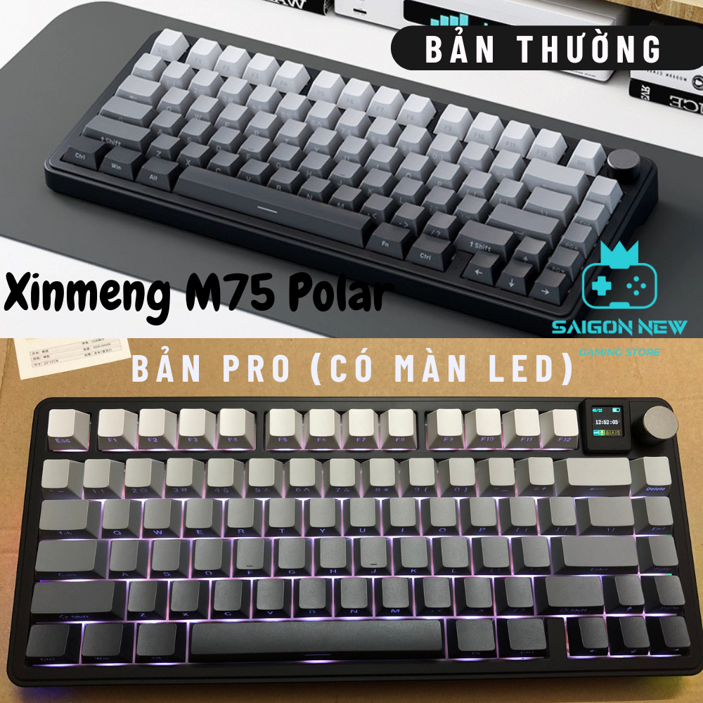 Bàn phím cơ không dây Xinmeng M75 PRO- Trục cơ Black plum - Có màn led tùy chỉnh - Led RGB mạch ...