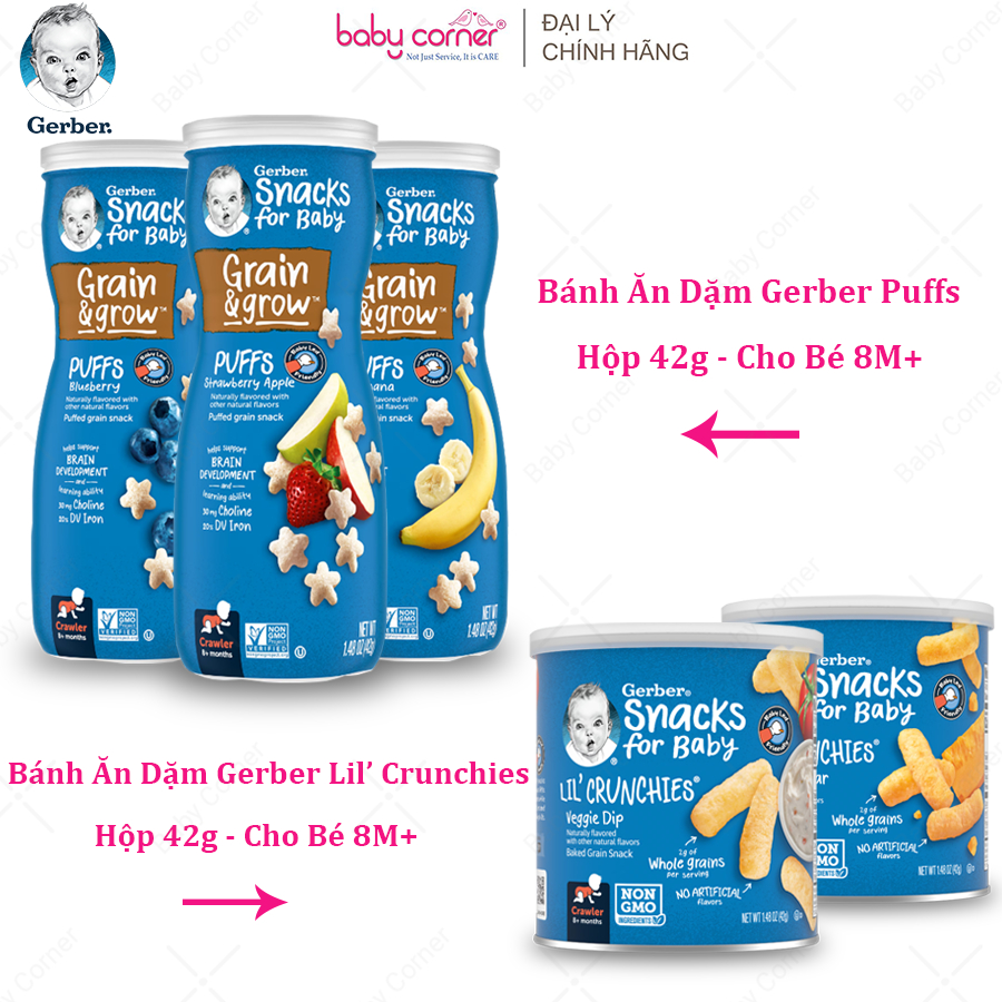 [HSD 2025, Nhập Khẩu Mỹ] Bánh Ăn Dặm Gerber Puffs và Gerber Lil ...
