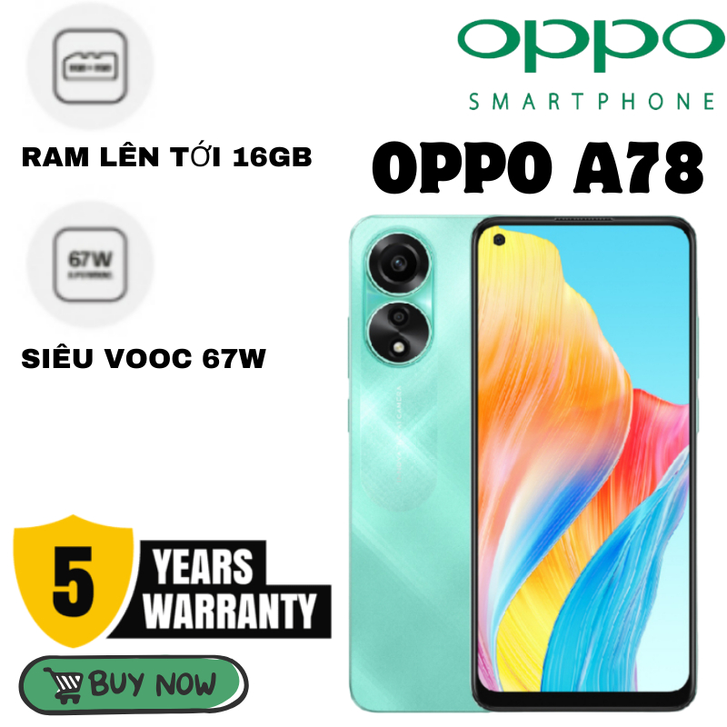 Điện thoại Oppo A78 / A58 5G mới chính hãng 2sim ram 8G/256G, 1v1, cấu hình khủng, chơi game ...
