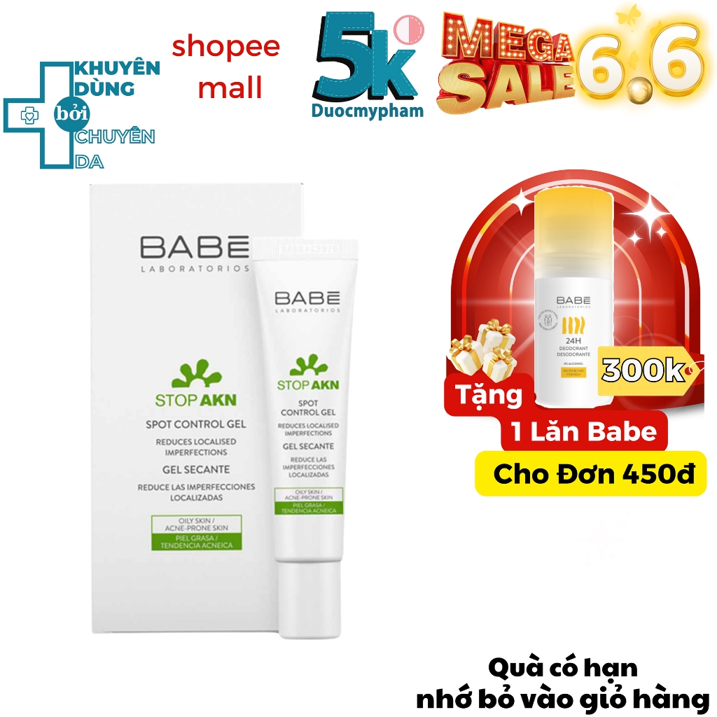 Gel chấm mụn BABÉ STOP AKN Spot Control Gel 8ml | Shopee Việt Nam