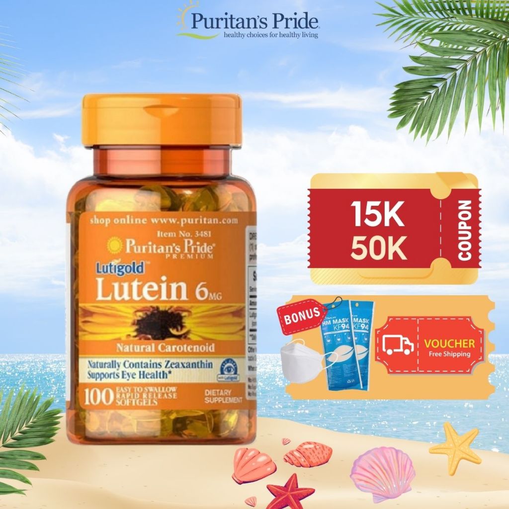 Viên uống bổ mắt, giảm nhức mỏi mắt, tăng cường thị lực Lutigold Lutein Puritan's Pride 6mg 100 ...