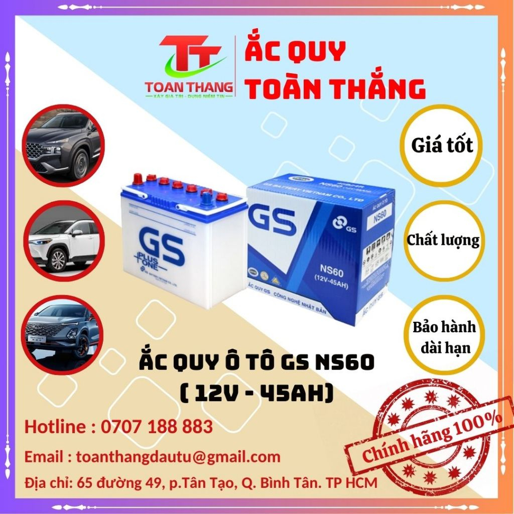 ẮC QUY Ô TÔ GS NS60 (12V-45AH) | Shopee Việt Nam