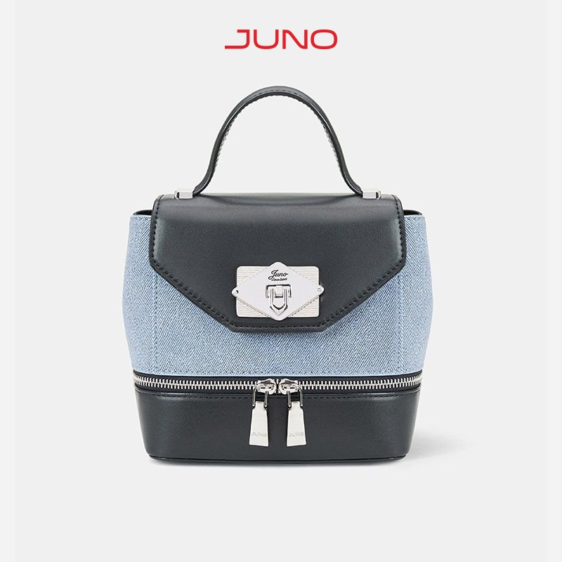 Balo Nữ Thời Trang JUNO Nắp Gập Phối Khoá Kéo Trang Trí BL165 | Shopee ...