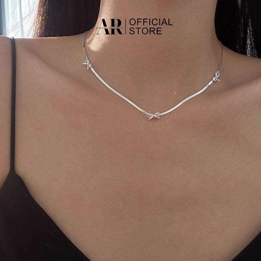 Vòng cổ Chocker bạc 925 dây chuyền kiểu nơ-Aura Silver-DC48 | Shopee Việt Nam