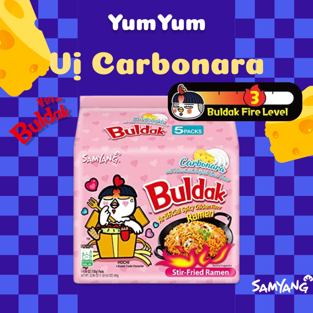 [5 GÓI] Mì Gà Cay SamYang Hàn Quốc 140g các vị Cay, Pho mai, Chua cay, Hoa hồng rose, Cream ...