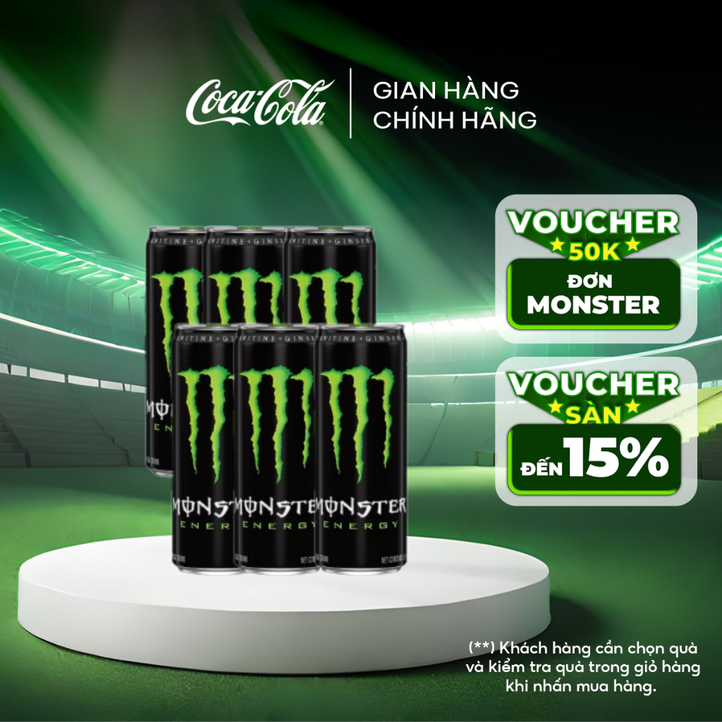 Hộp 6 lon Nước Tăng Lực Giải Khát Monster Energy 355ml/Lon Coca-Cola ...