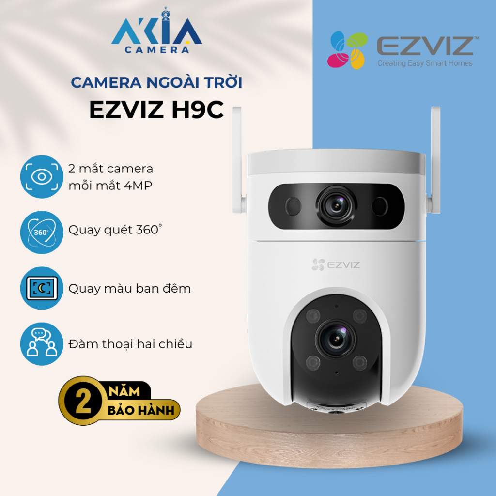 Camera 2 mắt ngoài trời Ezviz H9C 6MP/ 10MP, ghi hình màu, quay quét ...