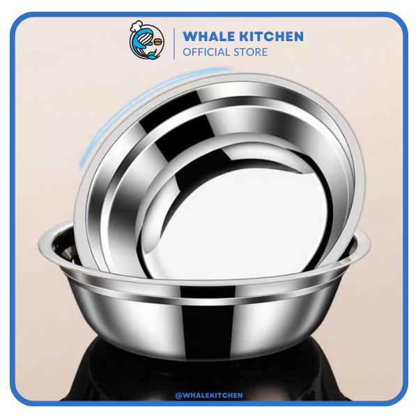 Thau inox cao cấp nhiều kích thước 18cm - 28cm Whale Kitchen chậu inox đa năng | Shopee Việt Nam