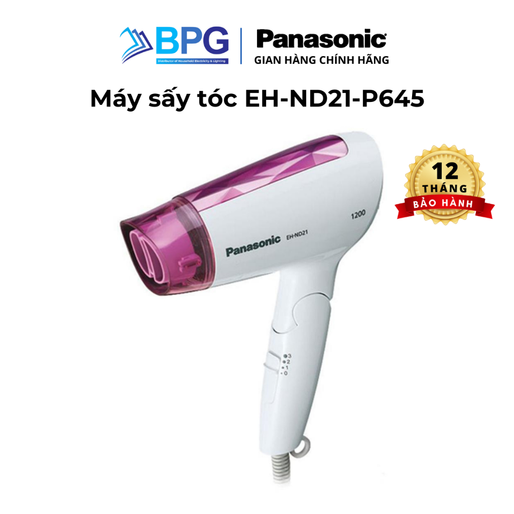 Máy sấy tóc Panasonic EH-ND21-P645, công suất 1200W, 2 mức nhiệt, chế ...