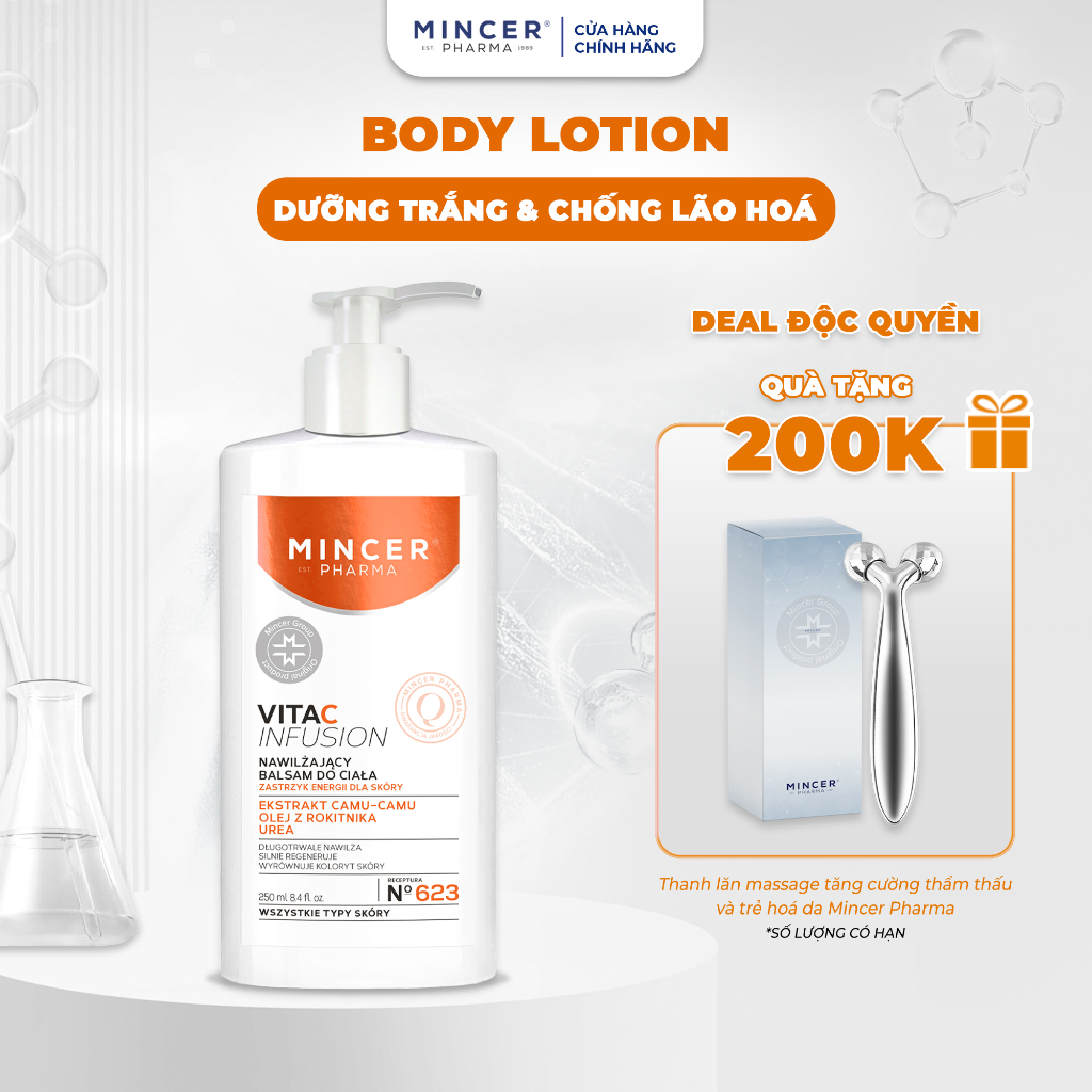Kem Body Lotion Dưỡng Trắng & Chống Lão Hoá Mincer Pharma Vita C ...