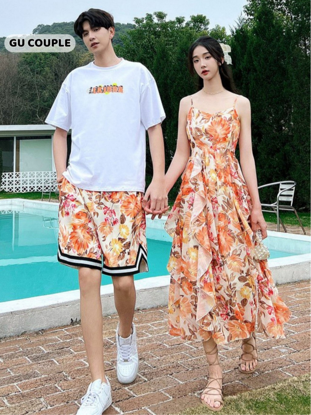 Đồ đôi đi biển nam nữ set couple váy hai dây nữ maxi áo nam quần short ...