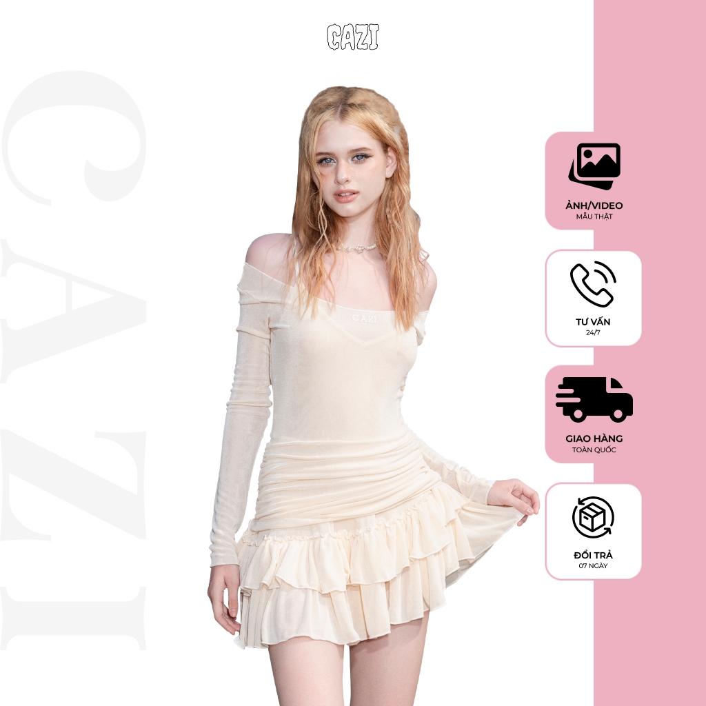 Cazi - Sunny Set - Set bodysuit váy dài tay phủ eo | Shopee Việt Nam