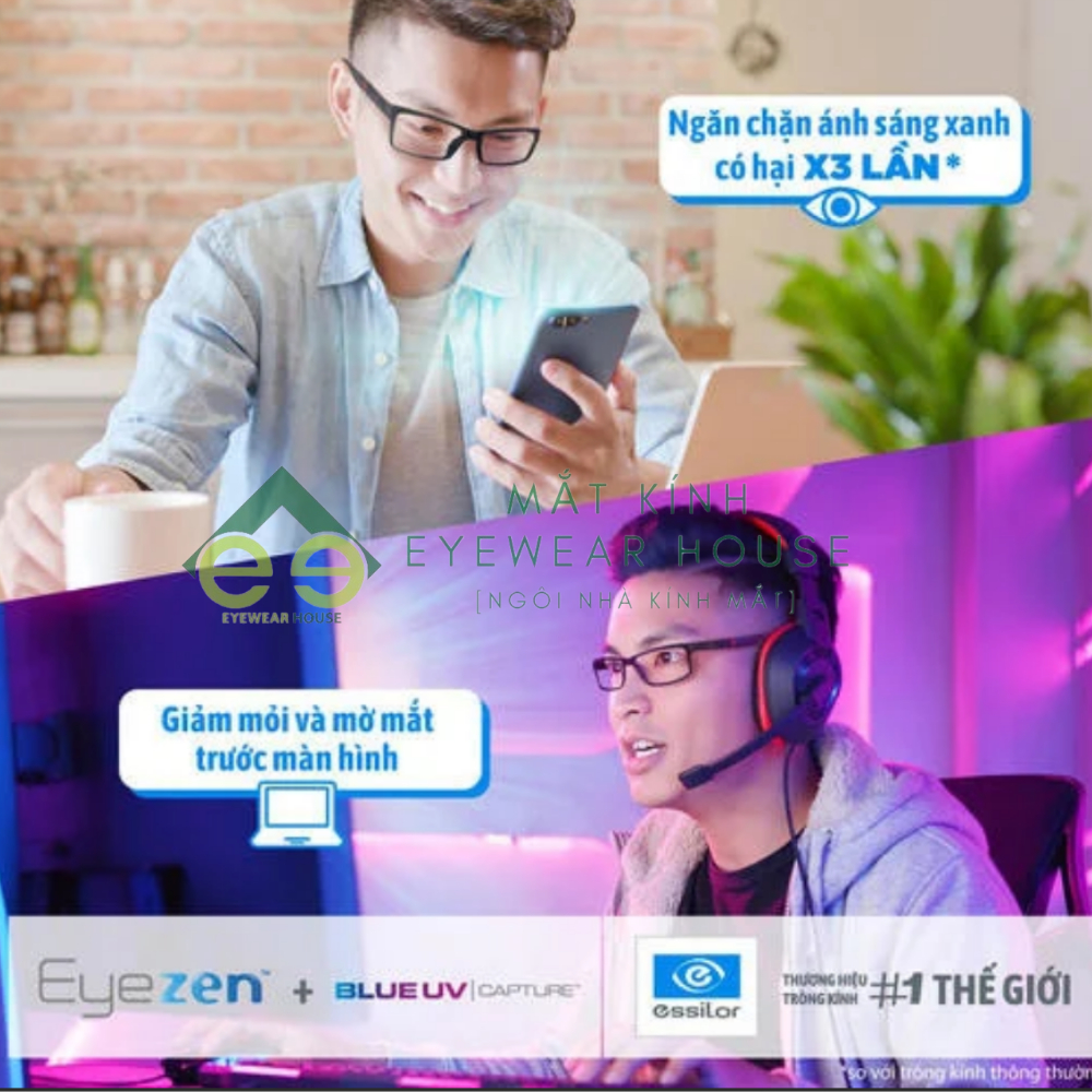 Tròng kính Essilor Eyezen Start Stock thư giãn và bảo vệ mắt (chuyên ...