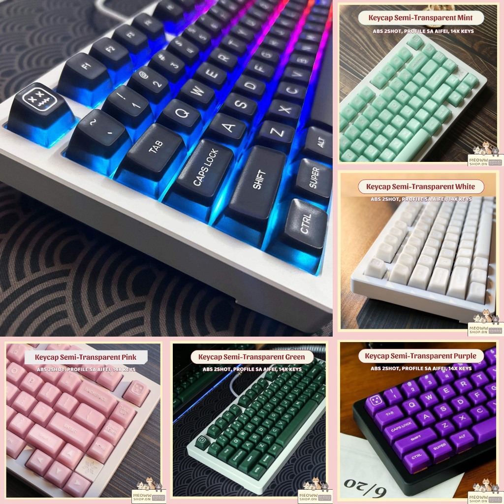Keycap SA Semi Transparent WOB | Abs double shot | SA purplr | SA tím ...