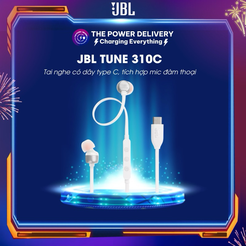 Tai nghe JBL T310C Tune 310C, Kết nối có dây USB Type-C, Bass sâu ấn ...