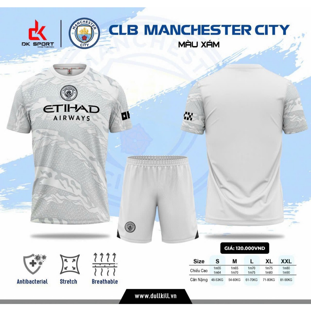 BỘ QUẦN ÁO ĐÁ BANH CLB MC MAN CYTI MÀU XÁM | Shopee Việt Nam