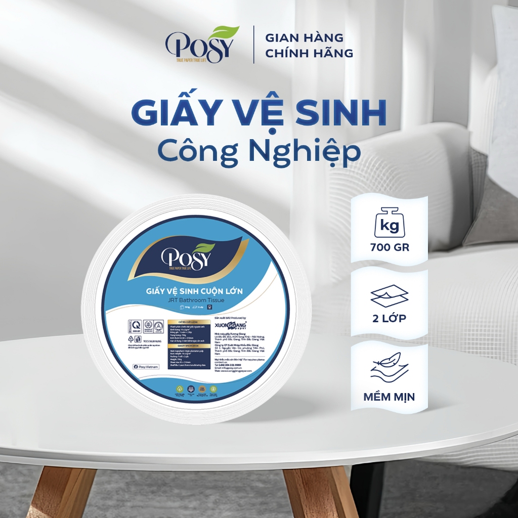 Giấy vệ sinh cuộn lớn Posy 700g, 2 lớp, mềm mịn tiện dụng, tiết kiệm CM01 | Shopee Việt Nam