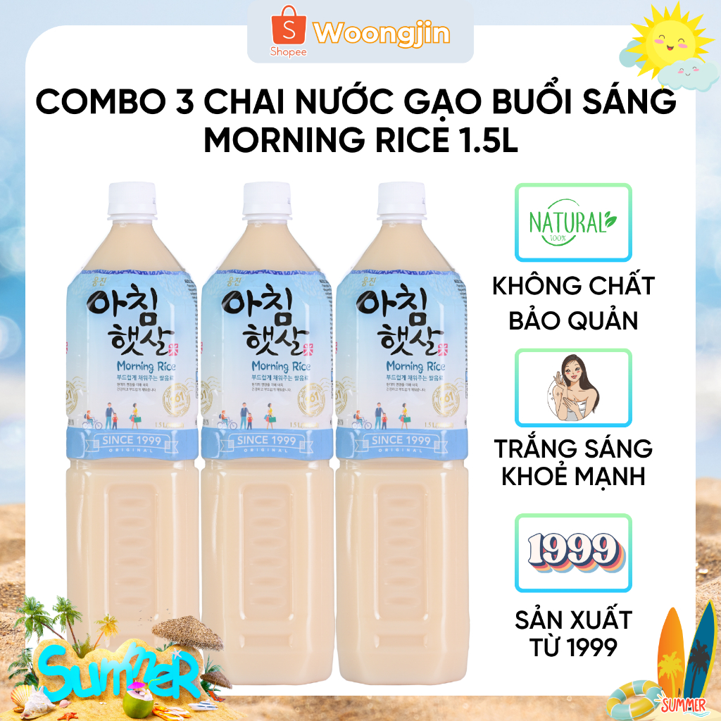 Set Quà - Combo 3 Chai Nước Gạo Buổi Sáng Morning Rice 1.5L - Woongjin | Shopee Việt Nam