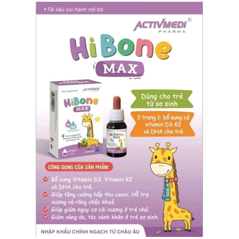 HiBone Max Bổ sung vitamin D3 và vitamin K2 .hỗ trợ hấp thu canxi, giúp ...