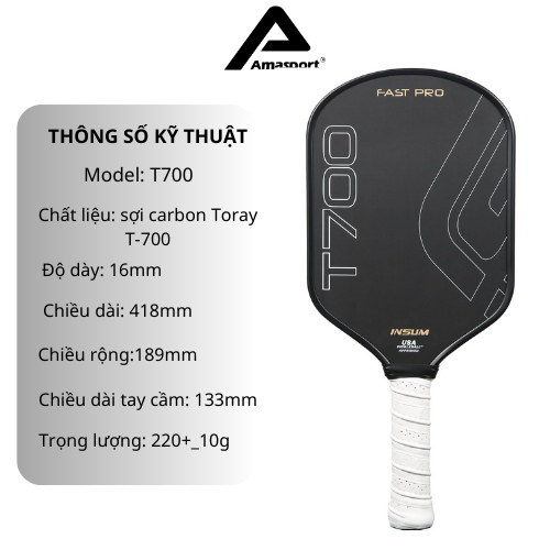 Vợt pickleball thi đấu chuyên nghiệp AMASPORT T700 FAST PRO - RAW-Insum ...