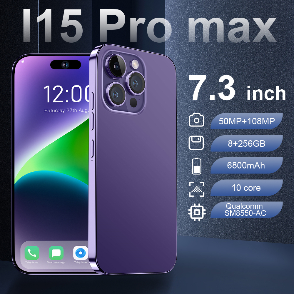 Điện thoại thông minh chính thức I15 Pro Max Màn hình 7,3 inch 8GB ...