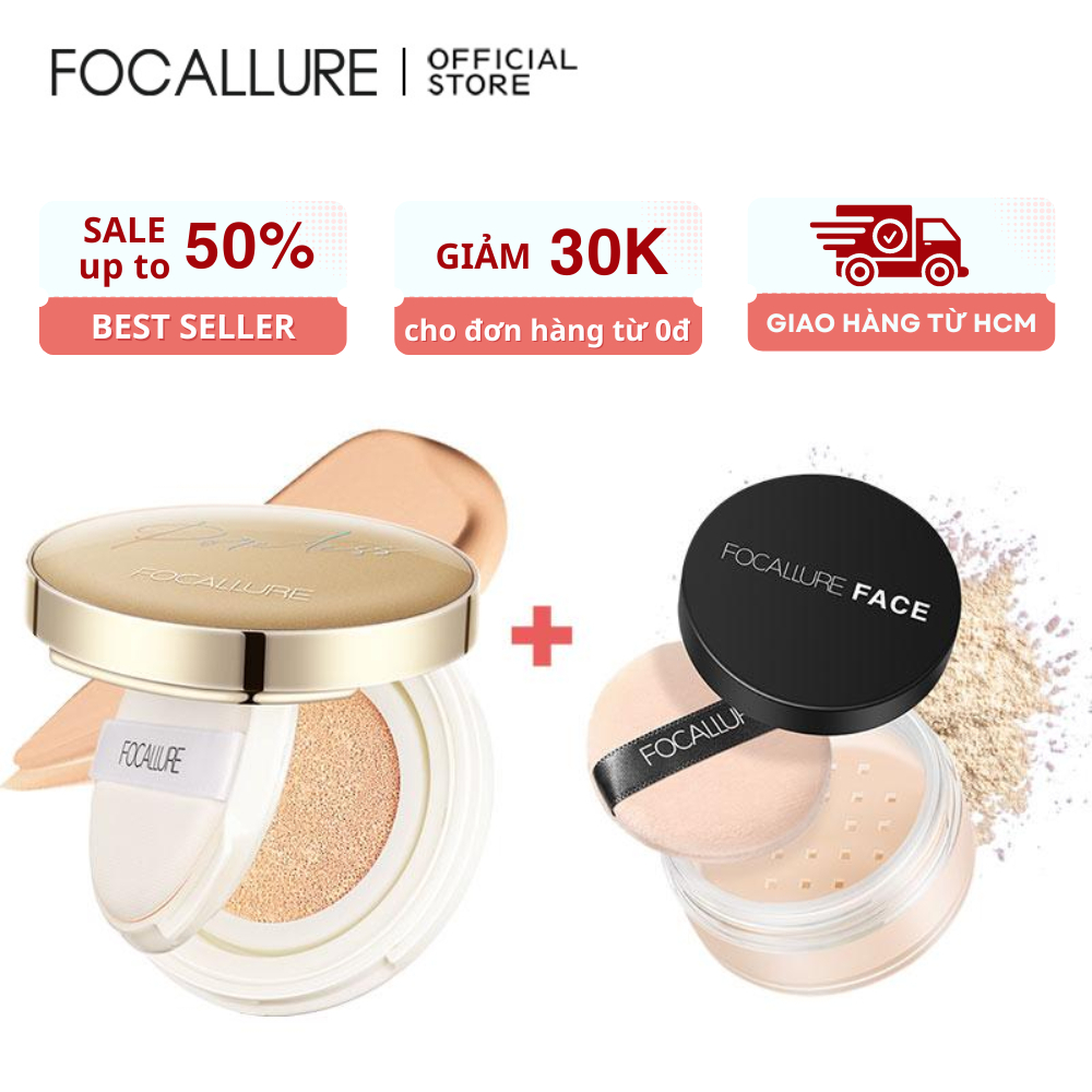 FOCALLURE Combo Cushion và Phấn Phủ Kiểm Soát Dầu | Shopee Việt Nam