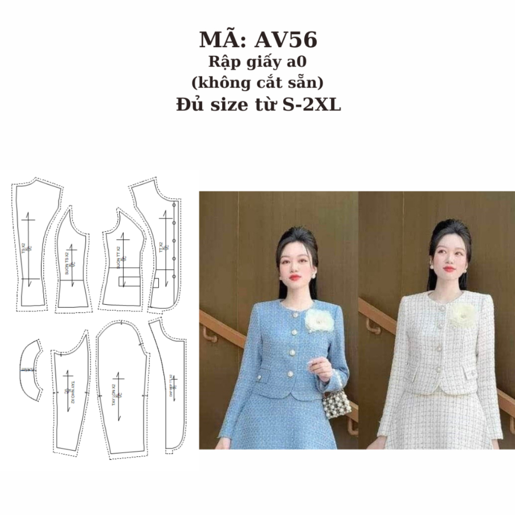 RẬP GIẤY A0 ÁO VEST CỔ TRÒN AV56 ( KHÔNG CẮT SẴN ) | Shopee Việt Nam