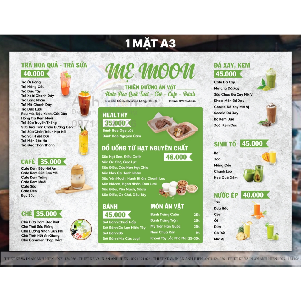 menu gỗ size A5, bảng gỗ kẹp menu a5, standee menu a5, menu gỗ để bàn ...